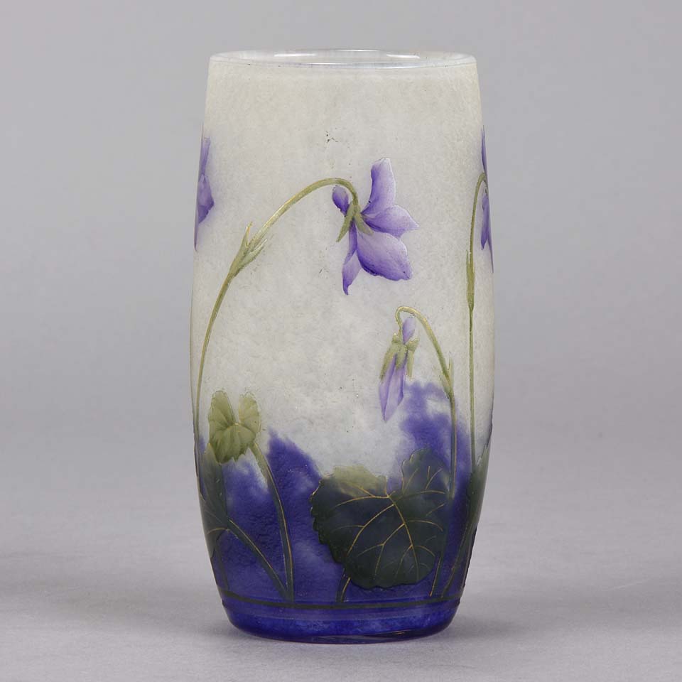 Daum Flower Vase - 'Violettes' Daum Freres - Hickmet Fine Arts