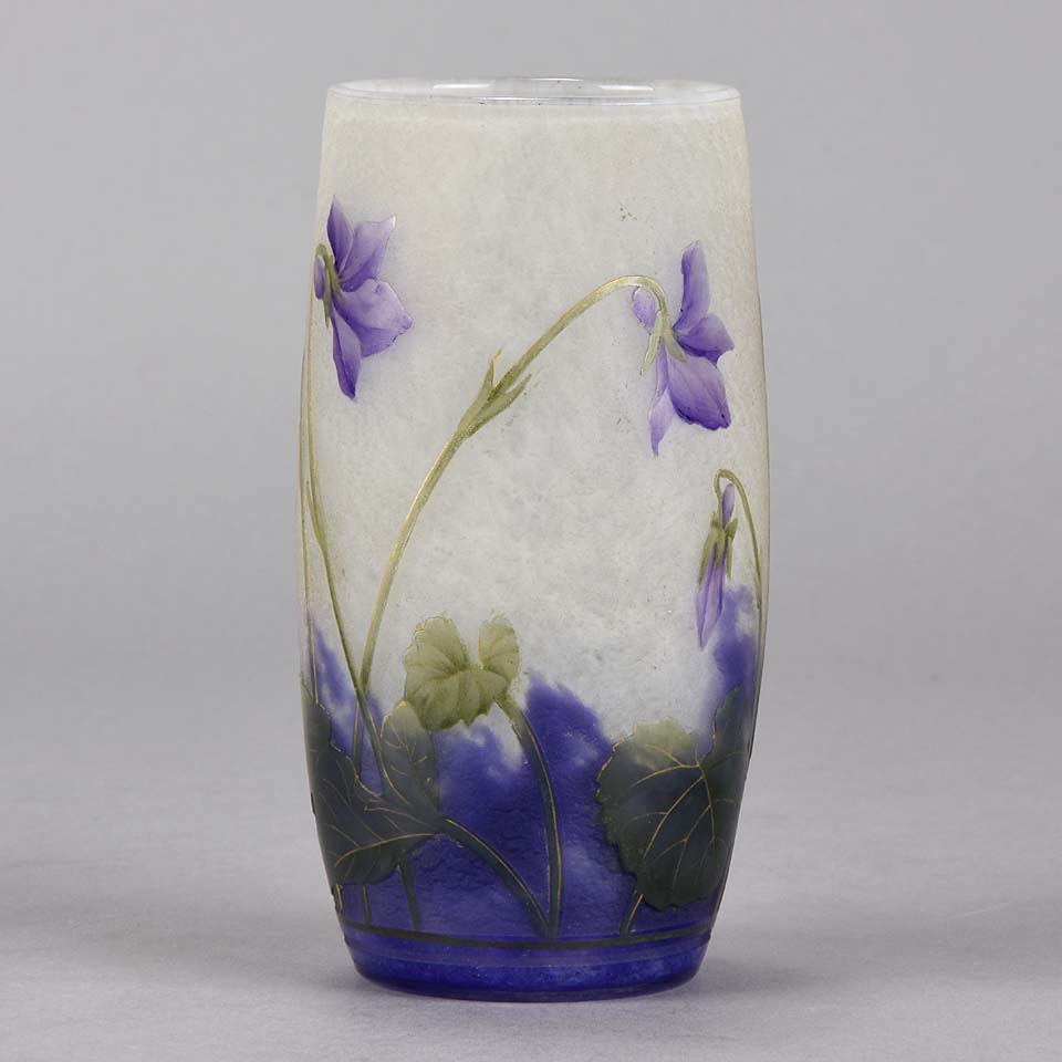 Daum Flower Vase - 'Violettes' Daum Freres - Hickmet Fine Arts