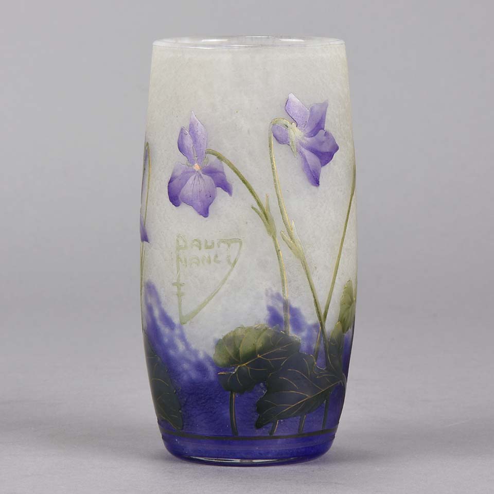 Daum Flower Vase - 'Violettes' Daum Freres - Hickmet Fine Arts