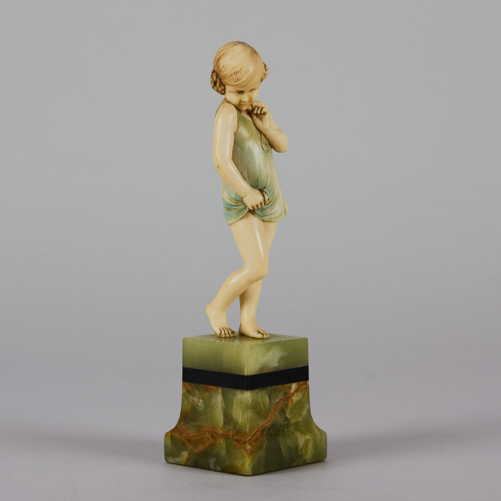 Preiss Ivory Coy Girl - Ferdinand Preiss Figure - Hickmet Fine Arts