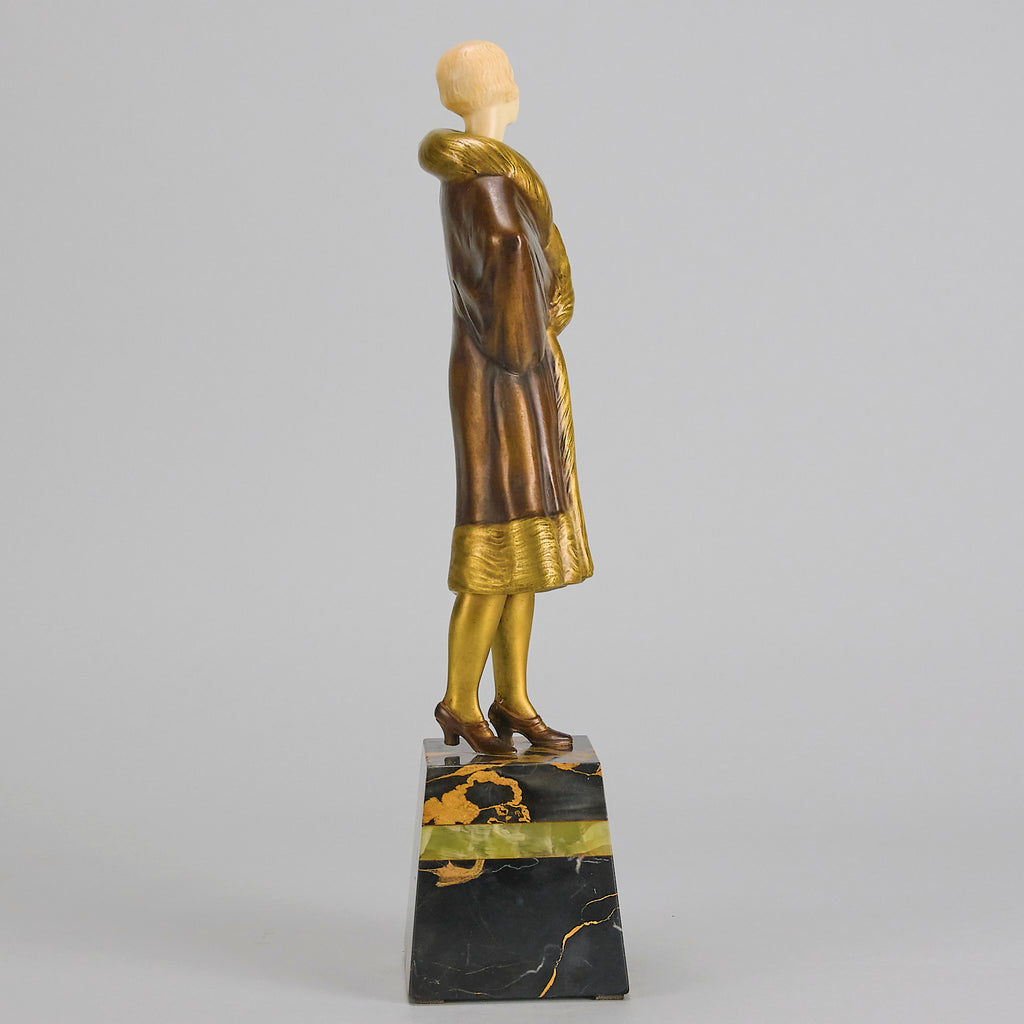 Georges Rigot Figure "Fur Coat" - Art Deco - Antique Bronze - Hickmet ...