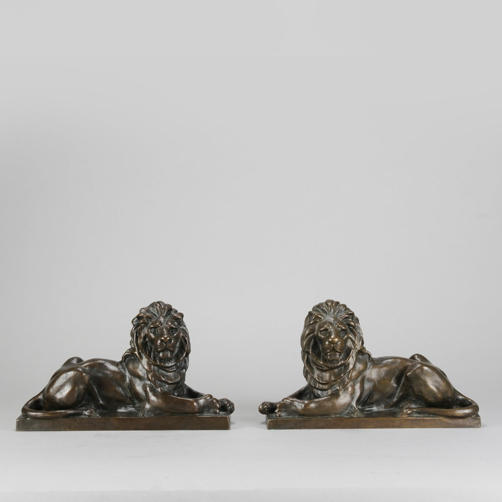 French Bronze Lions - Early 20th Century Bronze - Hickmet Fine Arts